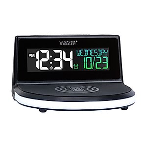 La Crosse Technology 617-148V2 Qi-Certified Wireless Charging Alarm Clock with Glowing Light Base