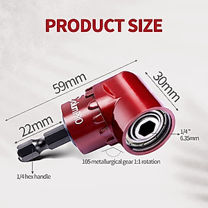 ColumPRO 1/4 Inch 105 Degree Right Angle Driver Adapter Hex Shank Power Screwdriver,Quick Change Drive and Magnetic Bit Socket Right Angle Drill Attachment Adapter