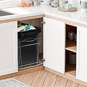 Epetlover 35 Quart Sliding Pull Out Trash Can Double Waste Container Recycling Bins Under Cabinet for Kitchen, Black