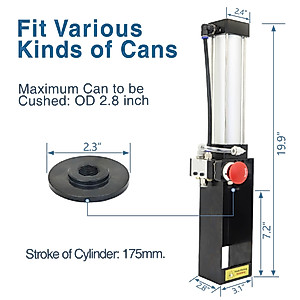 Pneumatic Cylinder Can Crusher – Air Powered Countertop –Aluminum Can Crushers for Recycling – For 12oz,16oz Aluminum Soda Bear Tall Tin Cans – Heavy Duty Automatic Efficient Smasher…