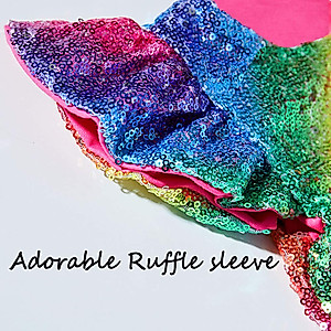 Cilucu Baby Girl Sequin Dress Ruffle Tutu Flower Girls Dress for Wedding Bridesmaid Princess Dress Kids Birthday Party Dress Easter Valentine's Day Gown Rainbow Hot Pink Size 2-3T