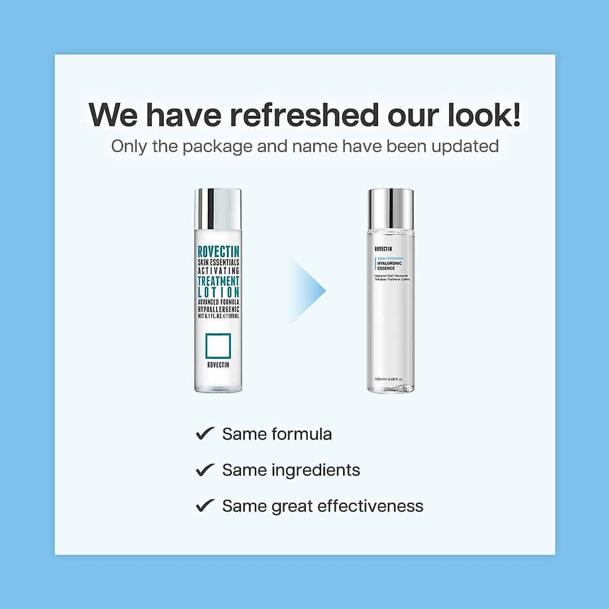 ROVECTIN Aqua Hyaluronic Essence (Activating Treatment Lotion) - 7 Layers Hyaluronic Acid Facial Toner with Niacinamide & Panthenol, Vegan Korean Skin Care (6.08 fl.oz)