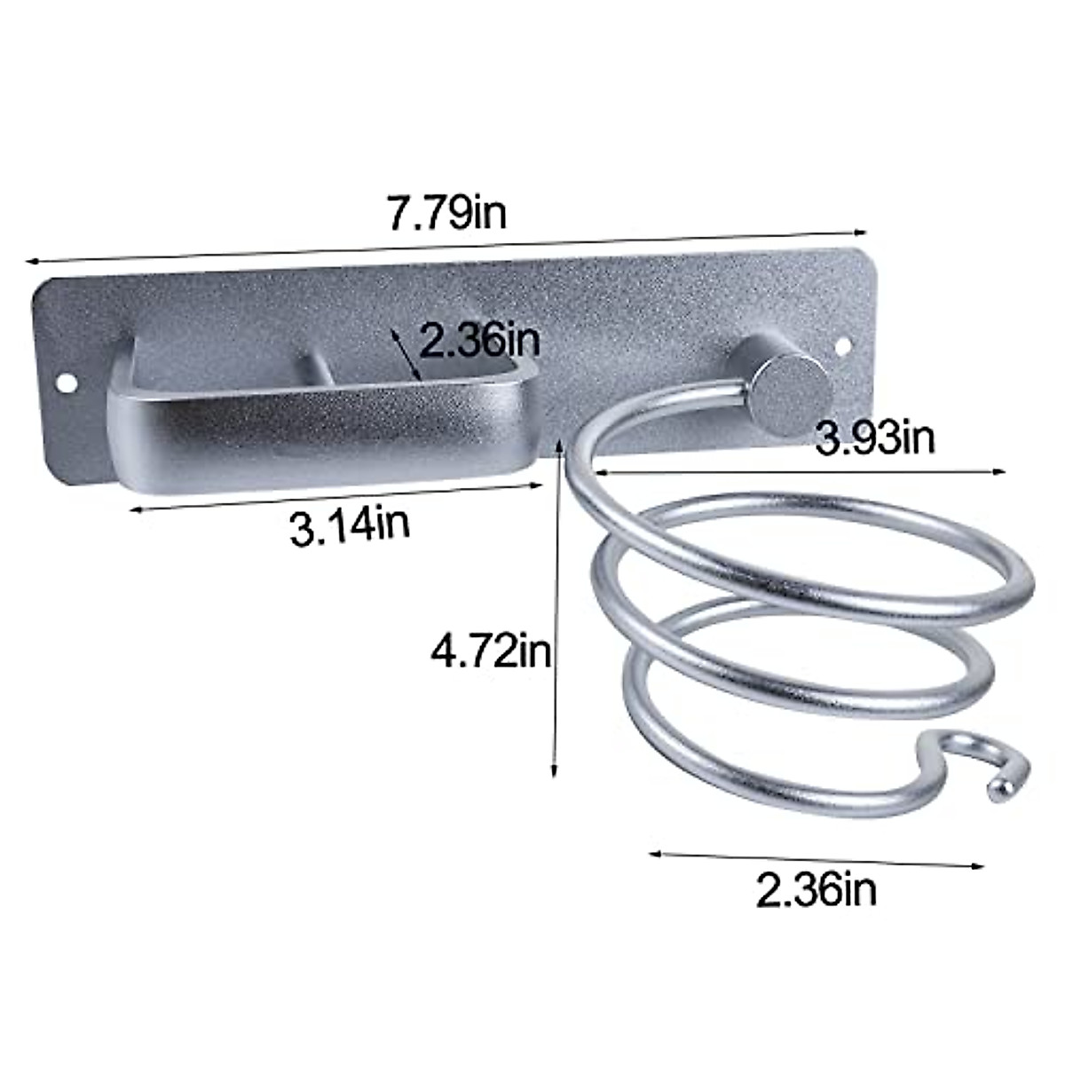 Hair Dryer Holder Wall Mount(No Drilling),Hair Dryer Organizer,Curling Iron Holder,Easy to Install,Space Saving,Bedroom and Bathroom Hair Tool Organizer for Hair Dryer,Curling Iron(Silver)