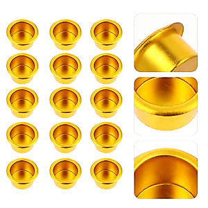 Uonlytech Metal Cup Holder 20Pcs Metal Candle Cup Tea Light Candle Holders Candelabra Votive Pegs for Wedding Centerpieces Table Halloween Christmas Lamp Candle Making Brass Candlestick Holders