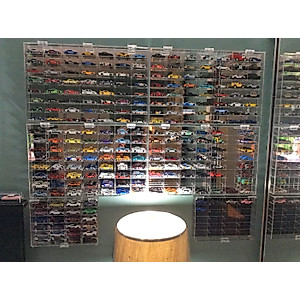 Hot 56 Compartment 1/64 Scale Toy Cars Wheels Matchbox Display Case Stand Wall Diecast Model Car Cabinet w/Door -AHW64-56