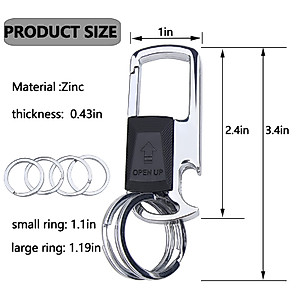 Mtverver Key Chain Quick Release Spring with 4 Key Rings,Heavy Duty Car Keychain Organizer Bottle Opener Key Chain Ringfor Men and Women (Black+Red)