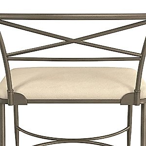 Hillsdale, Wimberly Modern Metal Vanity Stool with Rectangular Seat and X-Back Design for Makeup Room or Bathroom, Gold with Cream