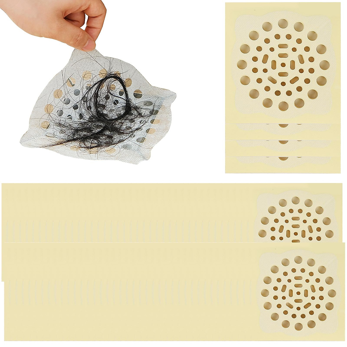 Disposable Floor Drain Filter,Insect, Mold,and Blockage Prevention,Adhesive Non-Woven Fabric Stickers,Bathtub,Laundry Room,Kitchen,Bathroom,Sink (20, White, New edition10cm×10cm)