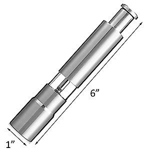 [Set of 2] Premium Stainless Steel Salt Grinder & Pepper Mill Set for Peppercorns Sea Salt Himalayan Salt and Spices, Thumb Push Button for 1 Hand Operation