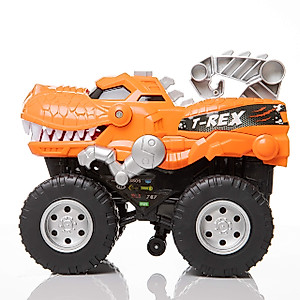Rugged Racers Monster Trucks for Boys and Girls – Off Road Big Wheels Vehicle – Dinosaur – Battery Operated Mouth Opening Design – Revving Engine with Sounds and Lights