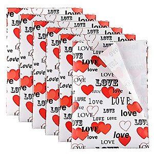 TUPARKA 6 Sheets Valentine's Day Wrapping Paper Printed Patterned Tissue Love Heart Wrapping Paper for Gift Wrap （Sweet Letters）