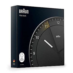 Braun Classic Mixed Analogue Wall Clock Home Gift Bundle with Silent Sweep Movement, Easy to Read, 30cm Diameter in Black + White, Model BC17B, BC17W (2 Pack)