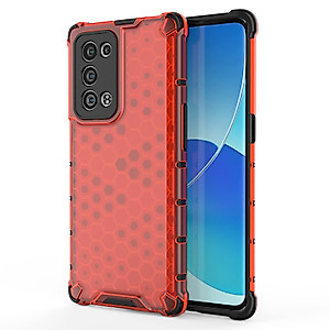 Pzwoxukhov Compatible with Oppo Reno 6 Pro+ 5G Case Cover,Compatible with Oppo Reno 6 Pro+ 5G Honeycomb Anti-Drop Shock-Absorbing Case Red