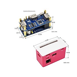 waveshare PoE Ethernet USB HUB HAT with Box ABX Case for Raspberry Pi Zero/Zero W/2 W/Zero WH/2 WH, with 1 RJ45 10/100M Ethernet Port, 3 USB Ports Compatible with USB2.0/1.1,802.3af-Compliant