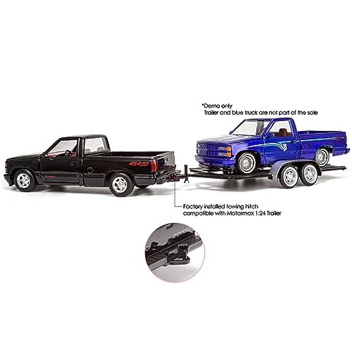 All Star Toys 1992 Chevy 454SS Pickup Truck 1/24 Scale Diecast Model Car Black with Red Interior Motormax 73203 Exclusive Edition