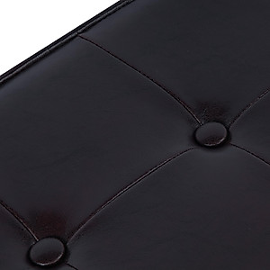 HomePop Leatherette Tufted Square Storage Ottoman with Hinged Lid, Brown