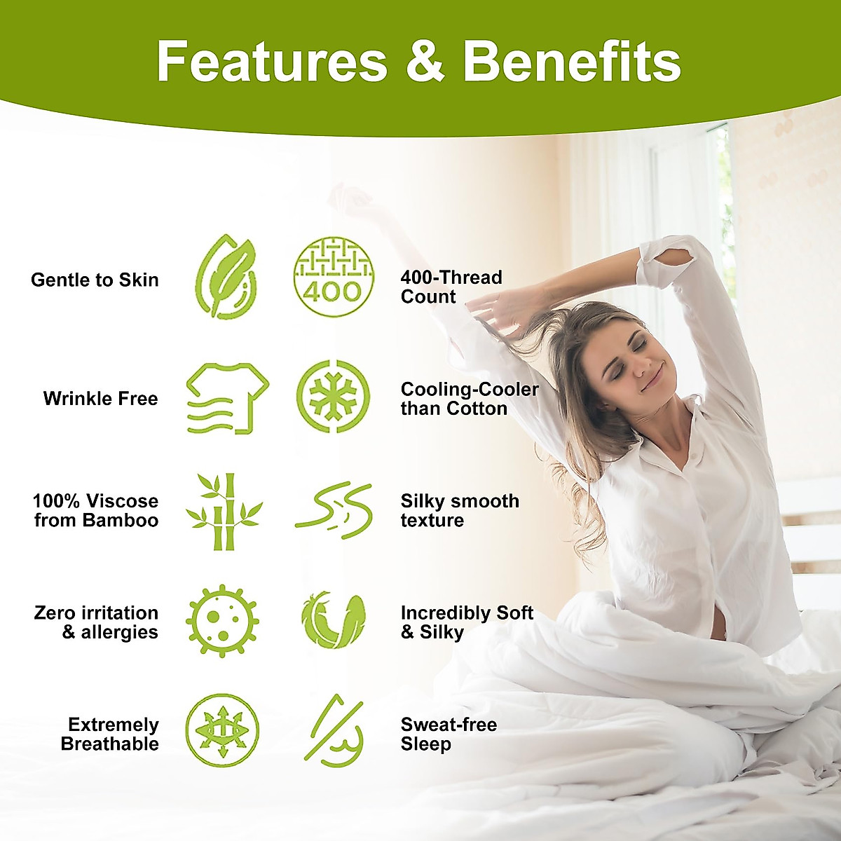 Ivellow Deep Pocket King Sheets, Rayon Derived from Bamboo, Extra Deep Pocket up to 18"-24", Hotel Luxury Cooling Sheets for King Size Bed, Silky Soft, Smooth, Breathable Bed Sheets Grey