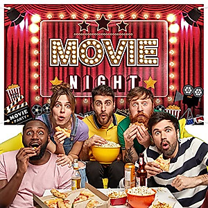 LASKYER Movie Night Hollywood Party Large Banner - Cheers to Film Theme Birthday Home Wall Photoprop Backdrop,Movie Night Party Decorations.