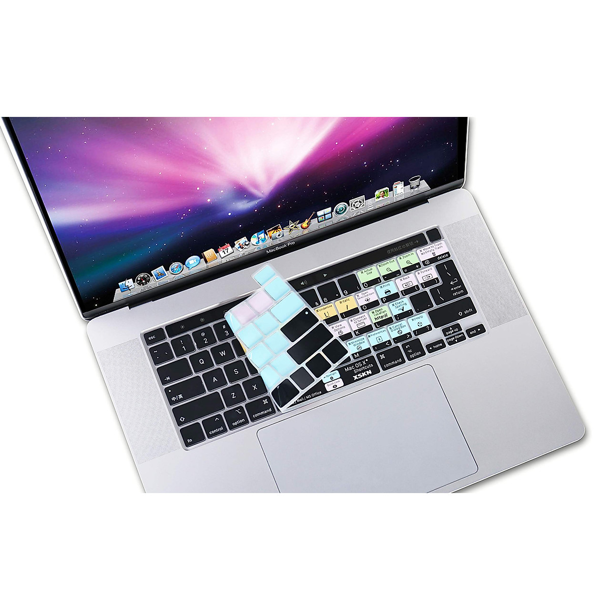XSKN Mac OS X Silicone Shortcut Keyboard Cover Skin for 2019 New MacBook Pro 16 inch A2141 and 2020 New MacBook Pro 13.3 inch A2338 M1 A2251 A2289 with Touch Bar & Touch ID US and EU Common Version