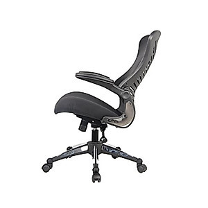 Officefactor Ergonomic Breathable Mesh Chair with Flip-up Armrests, Lumbar Support Executive Rolling Swivel Task Computer Office Chair or Home Desk Chair (Black MESH)