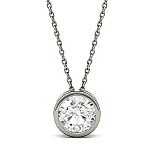 Charles & Colvard 14K White Gold Moissanite Bezel Set Solitaire Pendant 1.00ct DEW