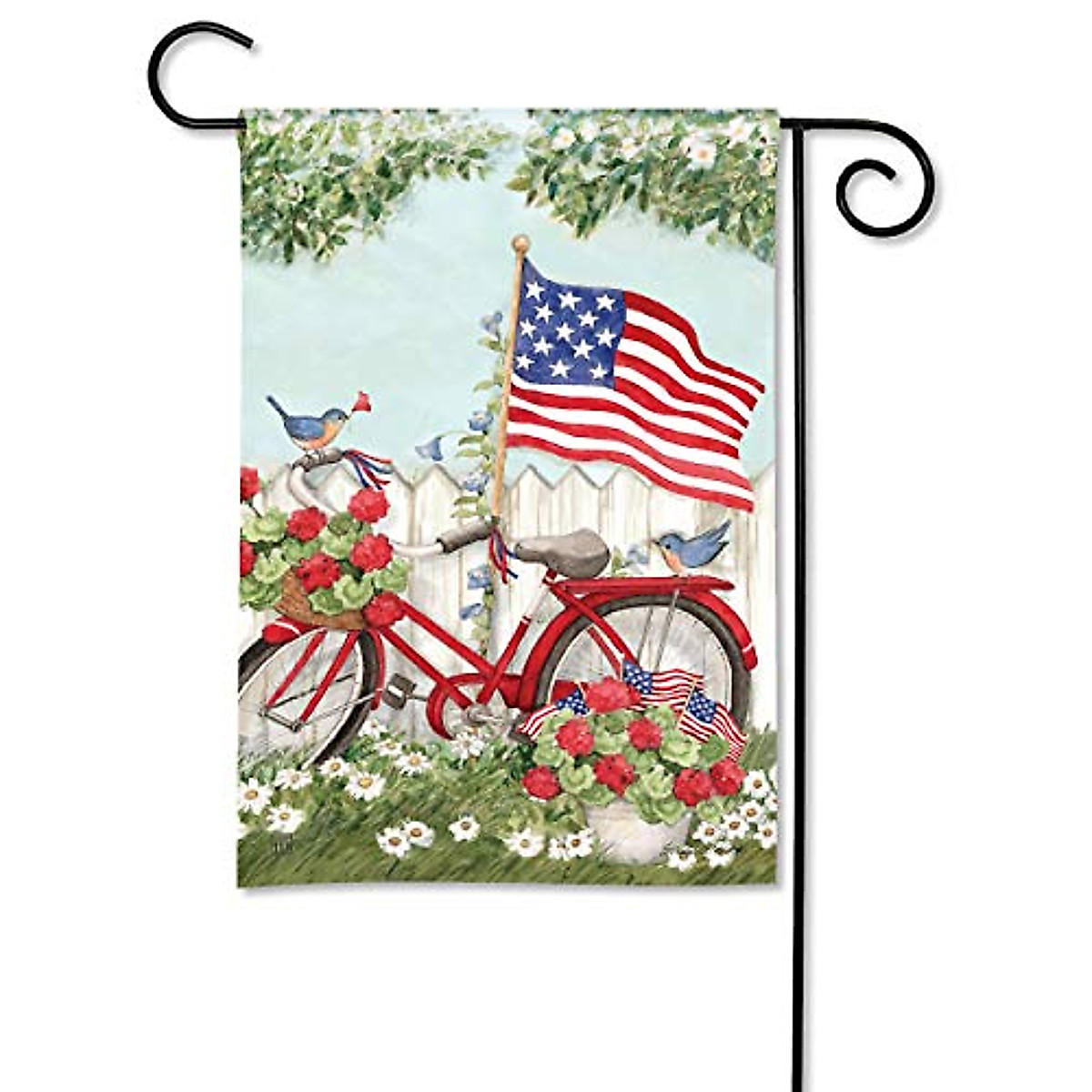 BreezeArt - Patriotic Bike Decorative Garden Flag 12x18 inch - Premium Quality SolarSilk - Made in the USA by Studio-M