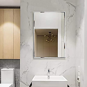 Amazon Brand – Pinzon Large Wall Mirror with Frame, Makeup Vanity Mirrors for Bathroom Living Room, 30x22 Inch, White