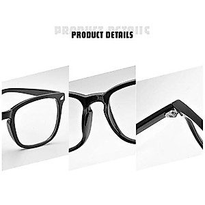 COASION Clear Glasses for Women Men Square Frame Fake Non-prescription Eyeglasses (Transparent)