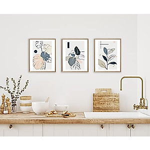 Botanical Wall Art Prints - Botanical Wall Decor Prints, Rainforest Boho Wall Art, Kitchen Plant Pictures, Bedroom Decor Modern Art Leaf Wall Art, Boho Gold Line Botanical Art Prints (8x10 in Unframed)