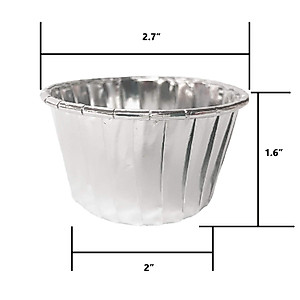 Prudance 50 pcs Muffin Liners Cupcake Baking Cups Foil Muffin Liner for Wedding, Birthday, Baby Shower, Christmas, Party (Silver)