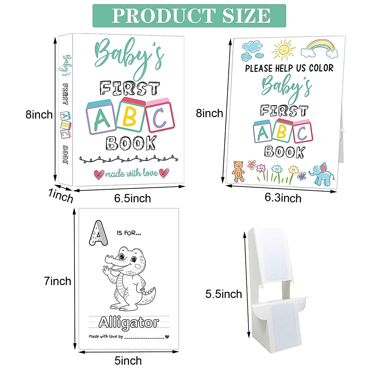 Baby's First ABC Book Baby Shower Activity Keepsake Game, ABC Coloring Baby Shower Guest Book Alternative, Baby's First Alphabet Coloring Book, Alphabet A to Z Coloring Pages