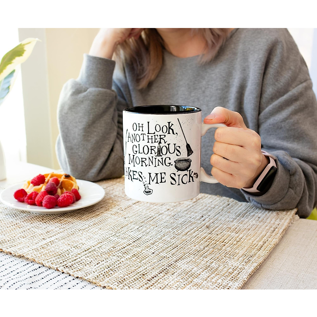 Disney Hocus Pocus "Makes Me Sick" Ceramic Mug | Large Coffee Cup For Tea, Espresso, Hot Chocolate | Holds 20 Ounces