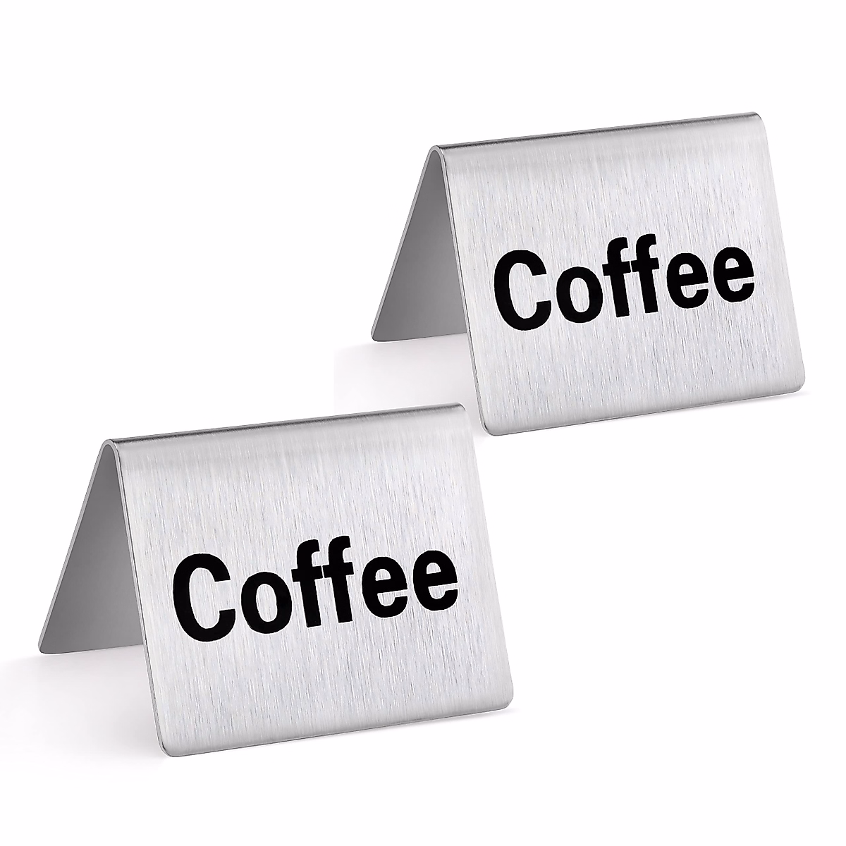 New Star Foodservice 27051 Stainless Steel Table Tent Sign, (Coffee), 2"x 2", Set of 2
