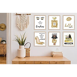 Gorgeous Fashion Wall Art Fashion Wall Decor Gold Bedroom Decor Girls Room Decor Bathroom Wall Decor Art Poster Perfume High Heels Poster Print Fashion Women Wall Decor (8x10 in Unframed, Black Gold)