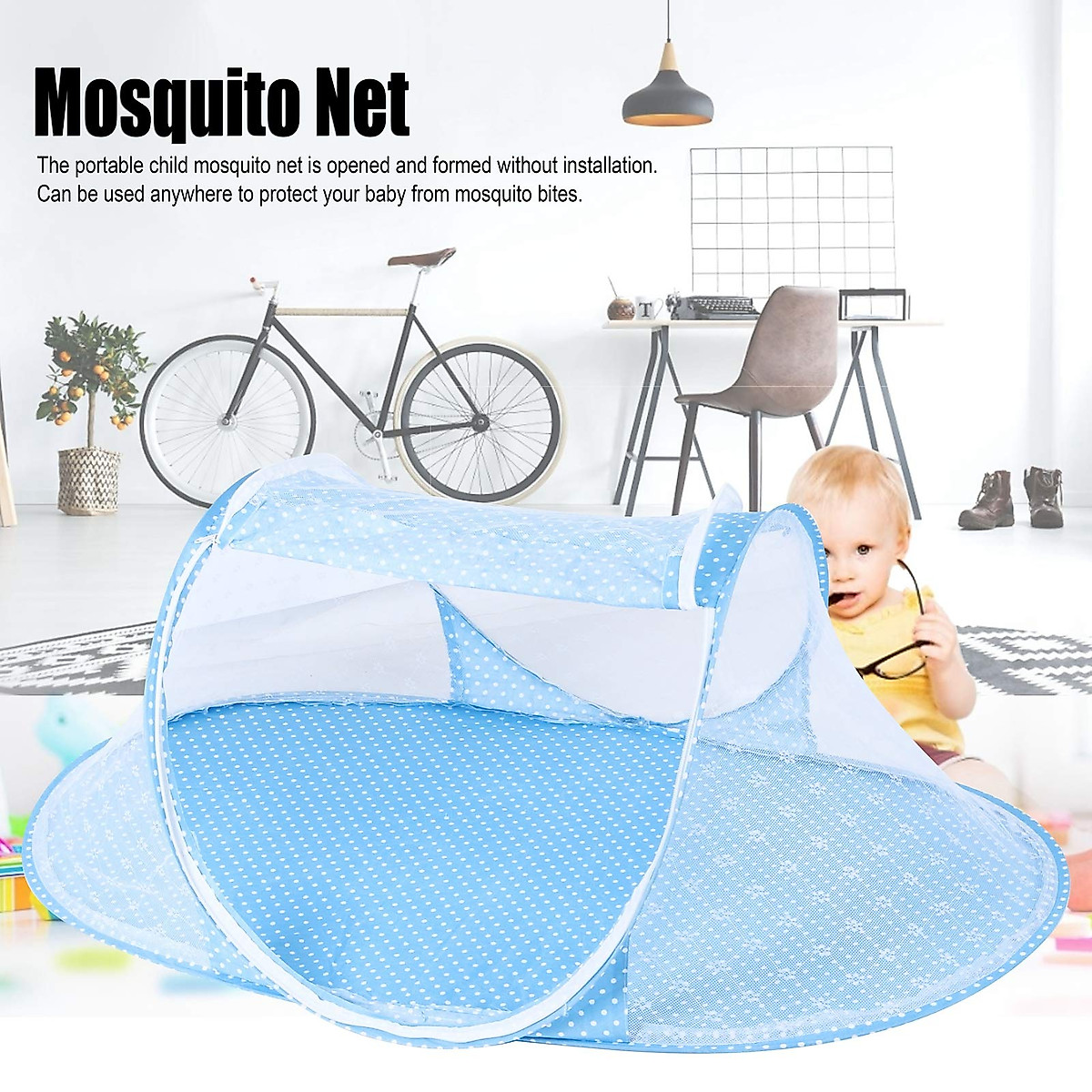 Tefola Baby Mosquito Net,Folding Crib Netting Baby Bedding Portable for Children Summer Supplies