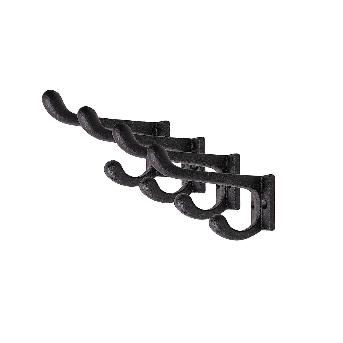 CRAFTSMAN ROAD Vintage Cast Iron Wall Hooks (Black Texture Finish, Set of 4) - Rustic, Farmhouse Coat Hooks | Great for Coats, Bags, Towels, Hats | Classic Stout
