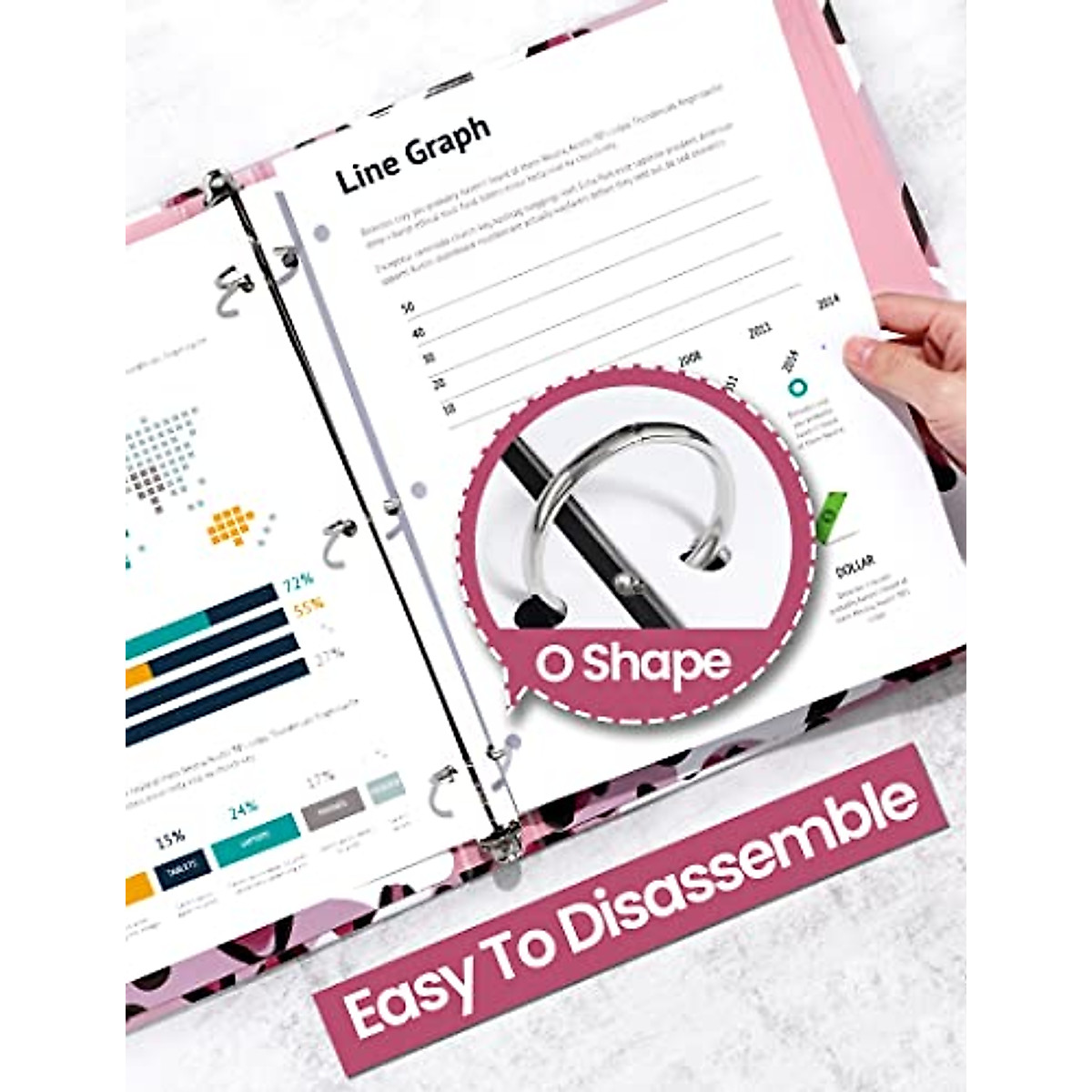 SUNEE 3 Ring Binder 1 Inch, Cute Binder with 2 Pockets, Decorative Pink Leopard Three Ring Binder Heavy Duty (Fit 8.5x11 Inches) for School Supplies, Office Binder Supplies