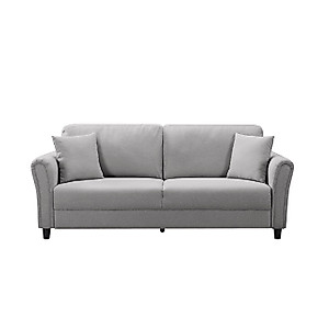 IULULU 81.5" Modern Sofas Living Room, Fabric Comfy Deep Seat Couch with Metal Legs and 2 Pillows, Removable Back and Thickened Soft Cushion, Furniture for Home, Apartment, Office