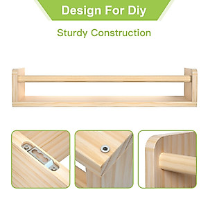 ZCO Floating Nursery Book Shelves for Wall Set of 3, 24 Inch Wall Mounted Wood Book Shelf for Living Room, Bedroom Decor, Kitchen Spice Rack, Small Farmhouse, Natural