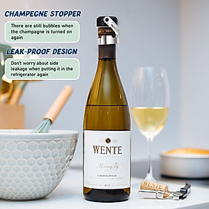 Stainless Steel Champagne Stoppers 2.71 x 1.93 Inch Wine Bottle Stoppers Sealer Reusable Champagne Cork Bottle Plug Champagne Saver Beverage Bottle Stopper for Keeping Wine Fresh(8 Pieces)