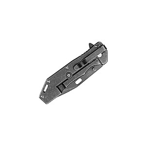 Kershaw Lifter (1302BW); Tactical Tanto Pocket Knife with 3.5 Inch 4Cr14 Steel Blackwashed Blade with Stainless Steel Blackwash Handle, SpeedSafe Assisted Opening and Deep-Carry Pocketclip; 3.2 OZ.