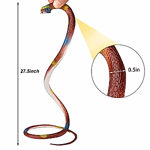 Rubber Snakes to Keep Birds Away - Realistic Fake Rubber Snakes for Garden Props to Scare Birds, Squirrels, Mice and Pranks (4 Pieces)