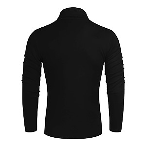 Mens Lightweight Long Sleeve Turtleneck Top Pullover Slim Fit Sweater Black L