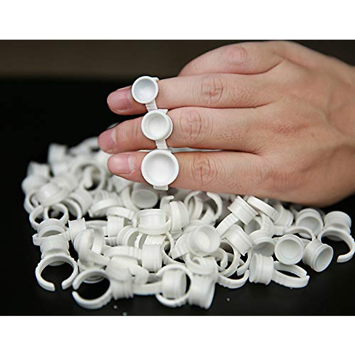 Pigment Rings - 100PCS Tattoo Rings Cups Disposable Makeup Rings Tattoo Glue Holder,Tattoo Ink Ring Adhesive Makeup Glue Rings Palette Plastic Nail Art Eyelash Extension Rings (Medium 100pcs)
