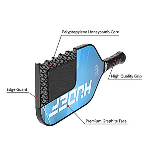 HUDEF HB 2.0 Blue+Red Pickleball Paddles, Lightweight Graphite Carbon Fiber Face Racquet Rackets Elongated Racket,Honeycomb Core,Cushion Comfort Grip USAPA Approved