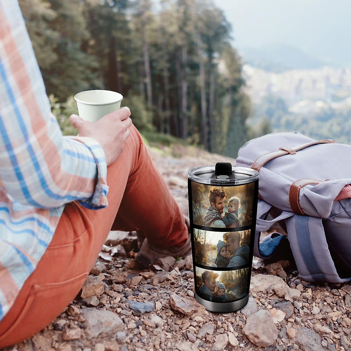 KrazeKK Personalized Travel Tumbler for Dad Gifts, Custom 20oz Insulated Stainless Steel Travel Tumbler with Lids, Father Coffee Mugs, Customized Gift for Men, Dad,Father, Husband (Dad 5)