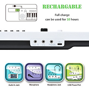Kids Electric Piano Keyboard 37 keys keytar, Musical Instrument, Mini Electronic Pianos Toy Gift for Children Beginners (White)