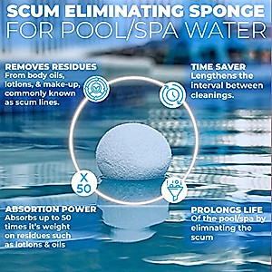 Silk Balance Hot Tub 76 oz with ScumSponge Oil-Absorbing Sponge for Spas, Natural Treatment to Keep pH and Alkalinity Balanced for Hot Tubs, Pool & Spa, SILKBALANCE Water Care Solution, 4 Month Supply
