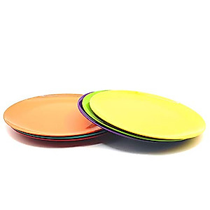 KOXIN-KARLU Melamine Plates, 10.5-inch Dinner Plates Dinnerware Dish, set of 6 in 6 Assorted Colors | 100% Melamine, Dishwasher Safe, BPA Free