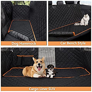 Mogijflxcam Dog Car Seat Cover for Back Seat - Waterproof Durable Dog Hammock for Car with Mesh Window - Scratchproof Nonslip Pet Seat Covers for Car Truck or SUV